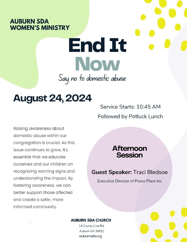 Women’s Ministry – End It Now Program | Auburn Seventh-day Adventist Church